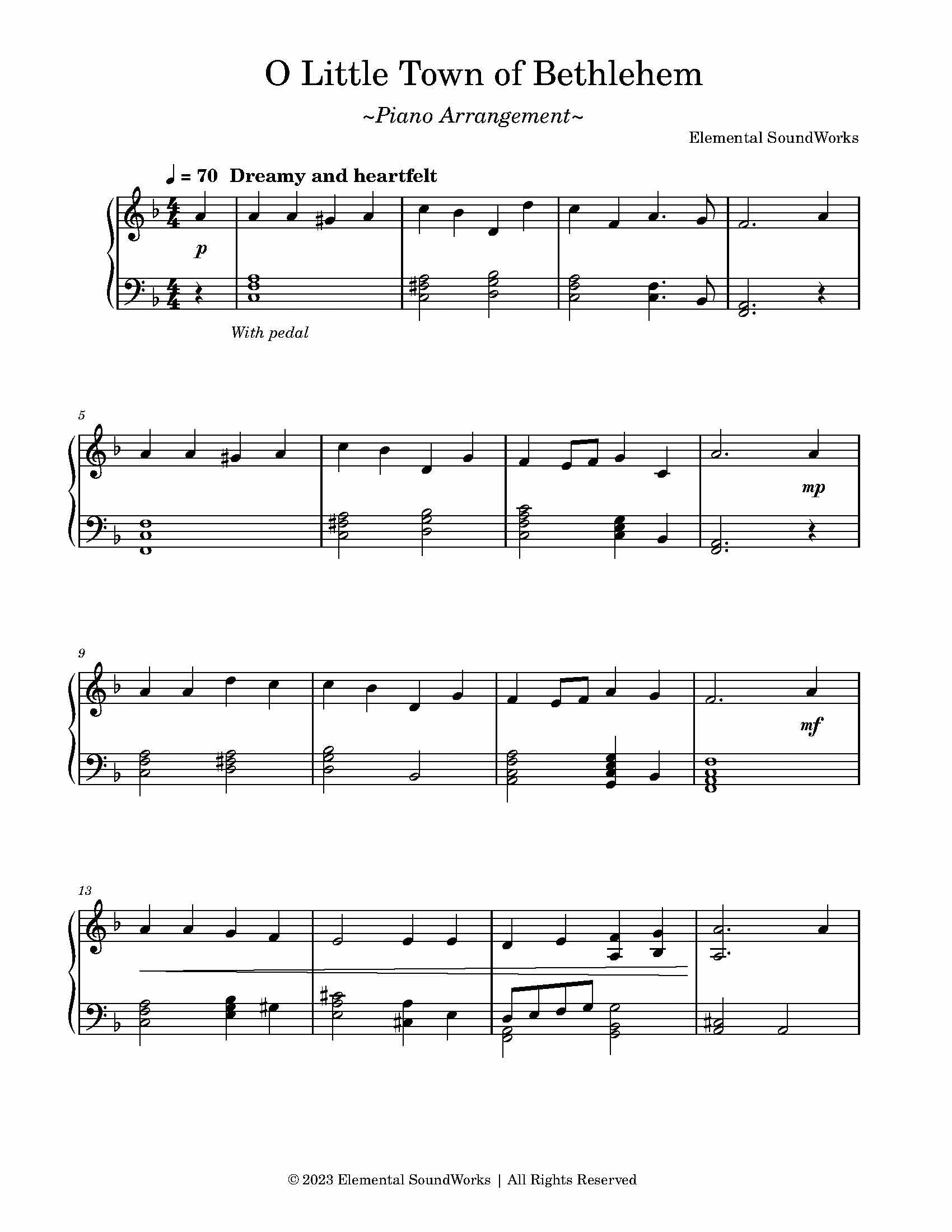 "O Little Town of Bethlehem" Sheet Music - Piano Arrangement ...