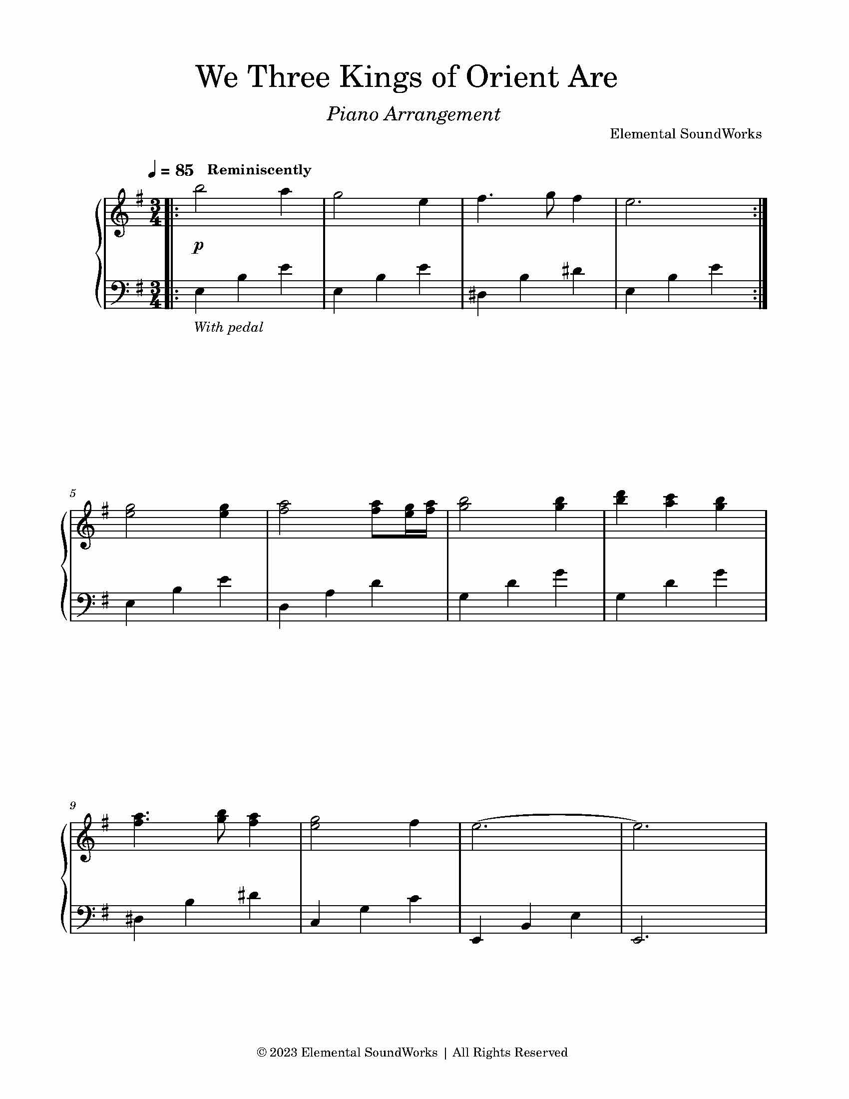 "We Three Kings of Orient Are" Sheet Music - Piano Arrangement ...