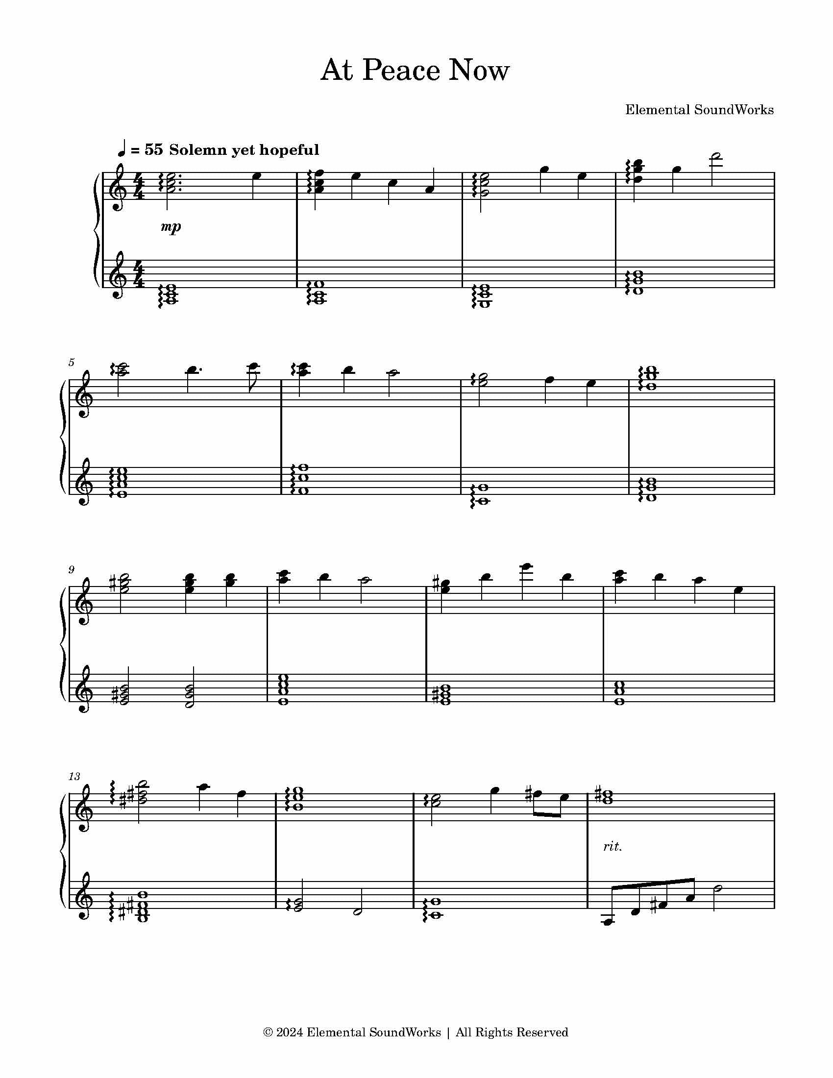 "At Peace Now" Piano Sheet Music – Elemental SoundWorks