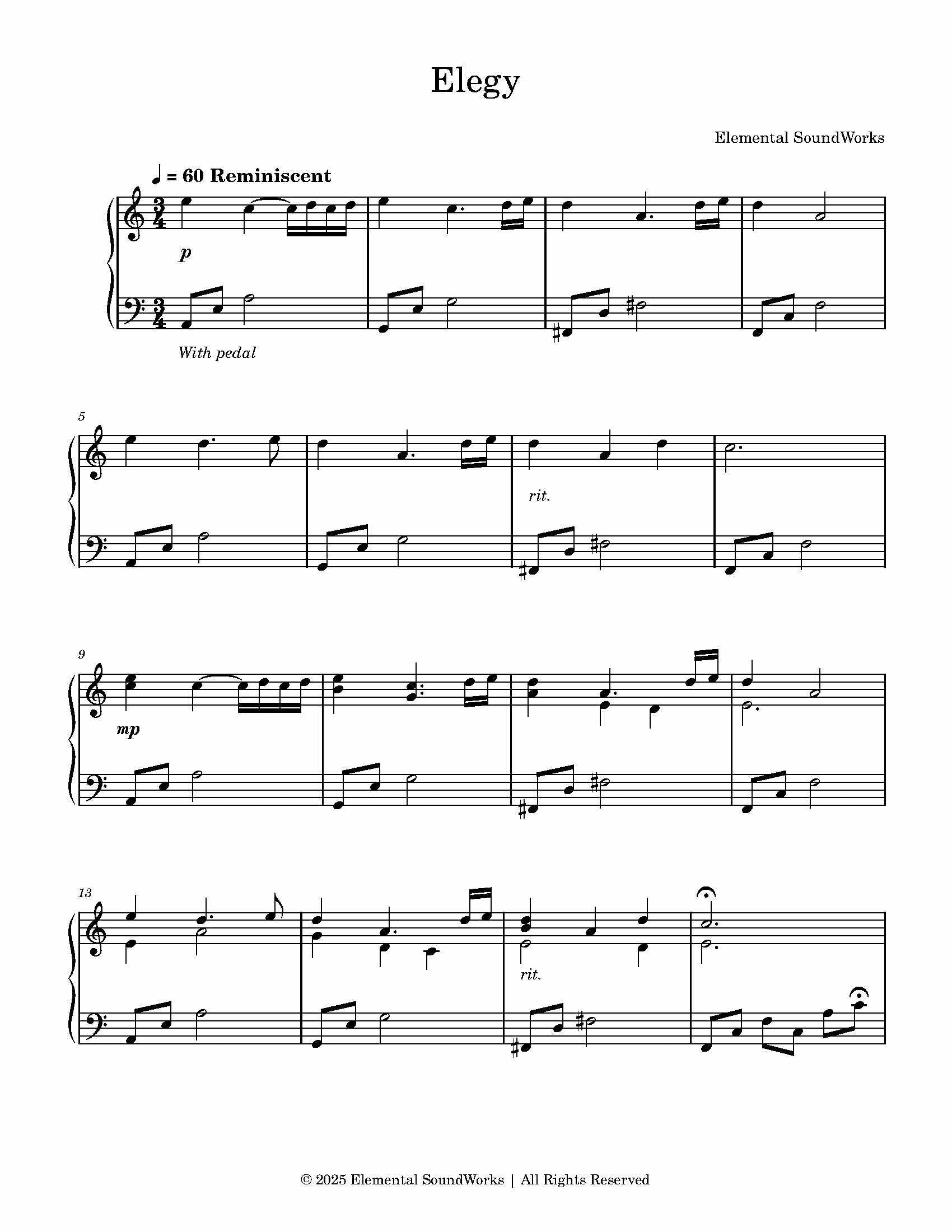 "Elegy" Piano Sheet Music – Elemental SoundWorks