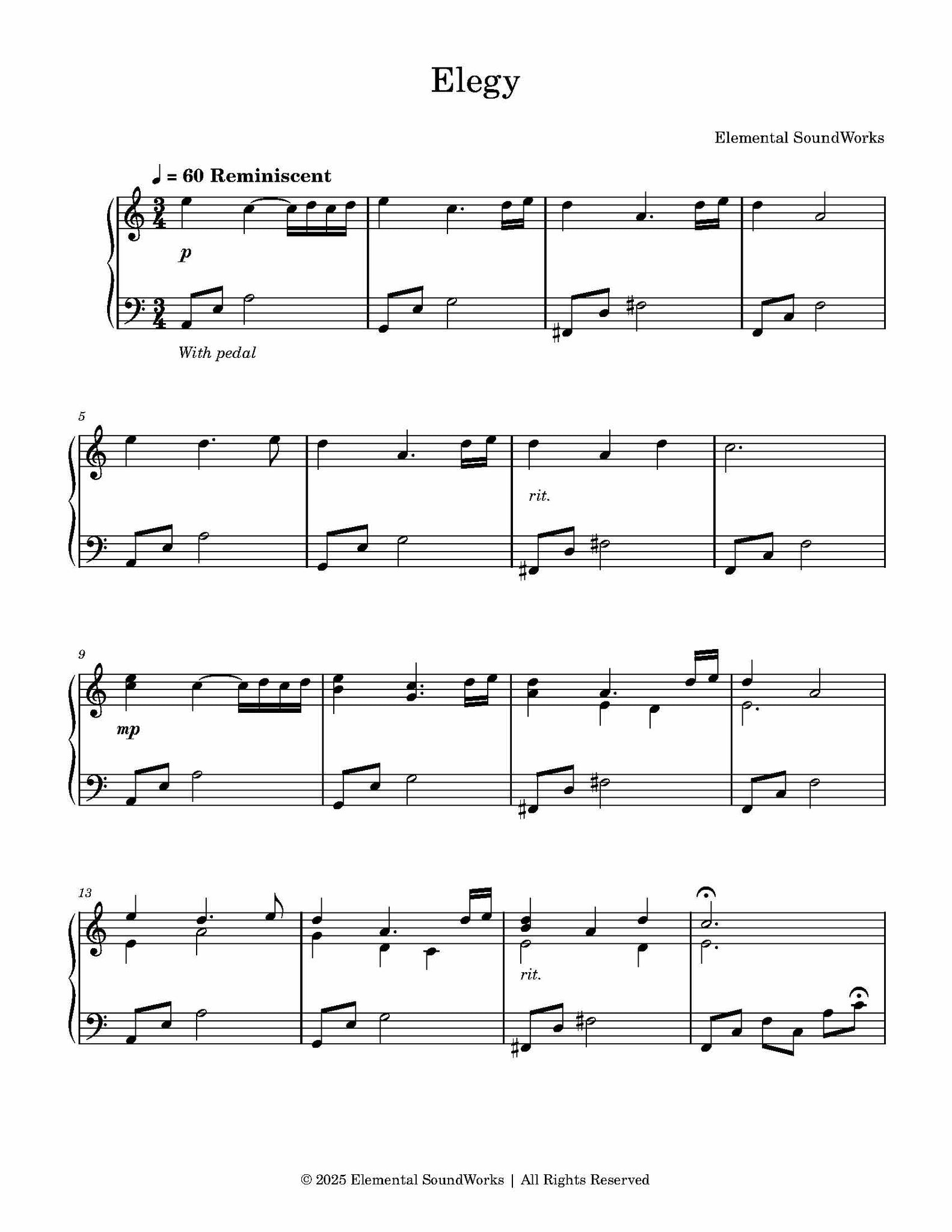 "Elegy" Piano Sheet Music – Elemental SoundWorks
