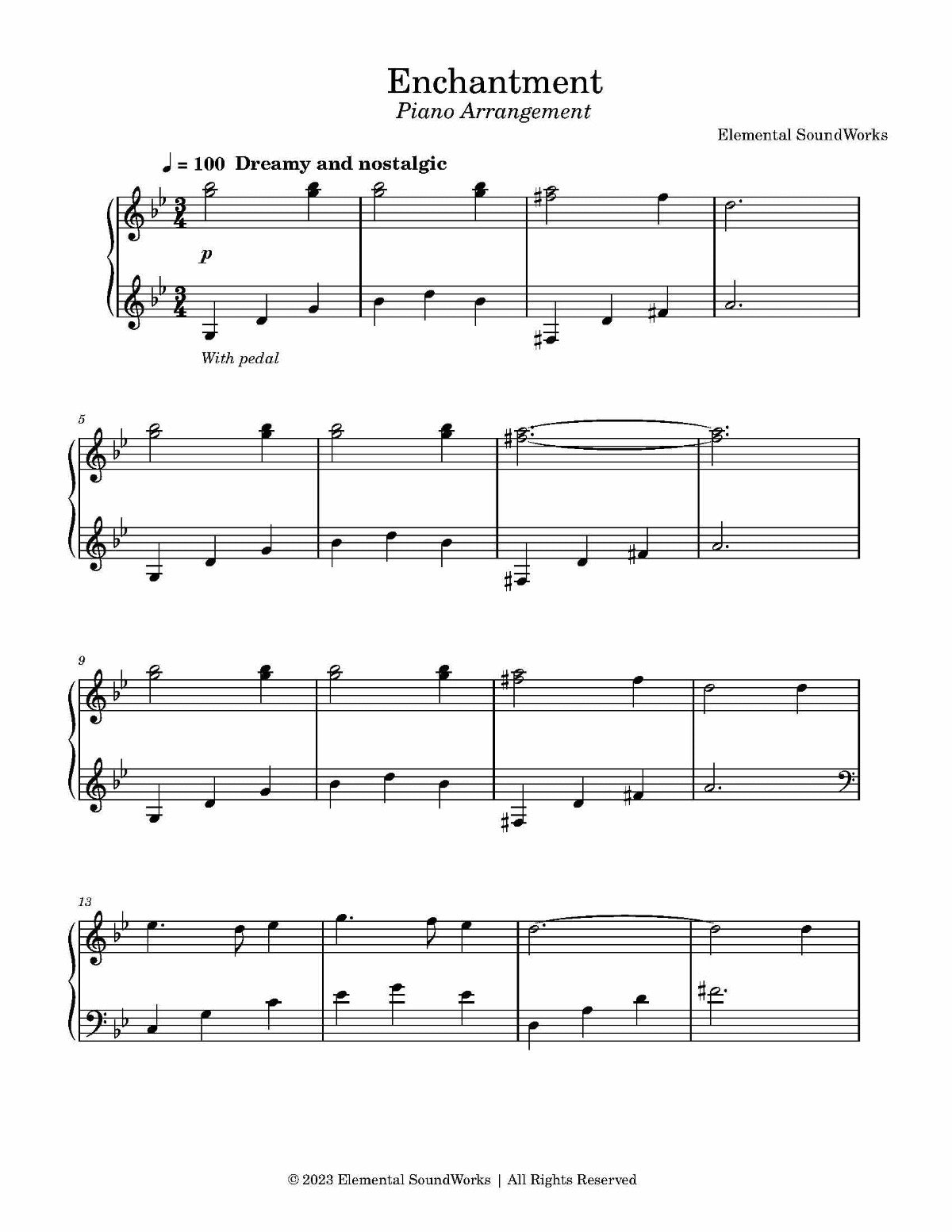 "Enchantment" Sheet Music - Piano Solo – Elemental SoundWorks