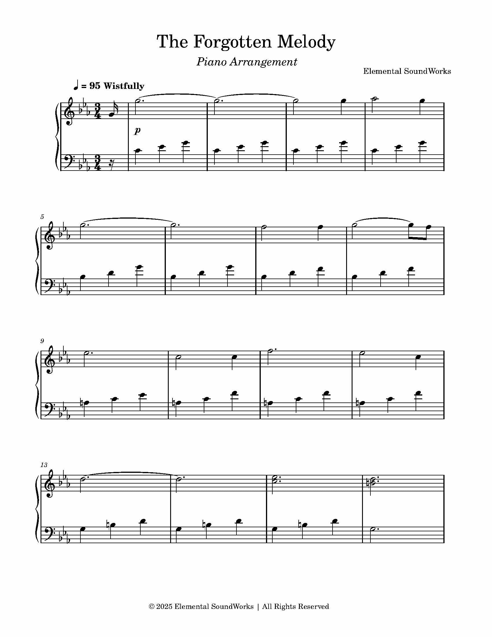 "The Forgotten Melody" Sheet Music - Piano Arrangement – Elemental ...