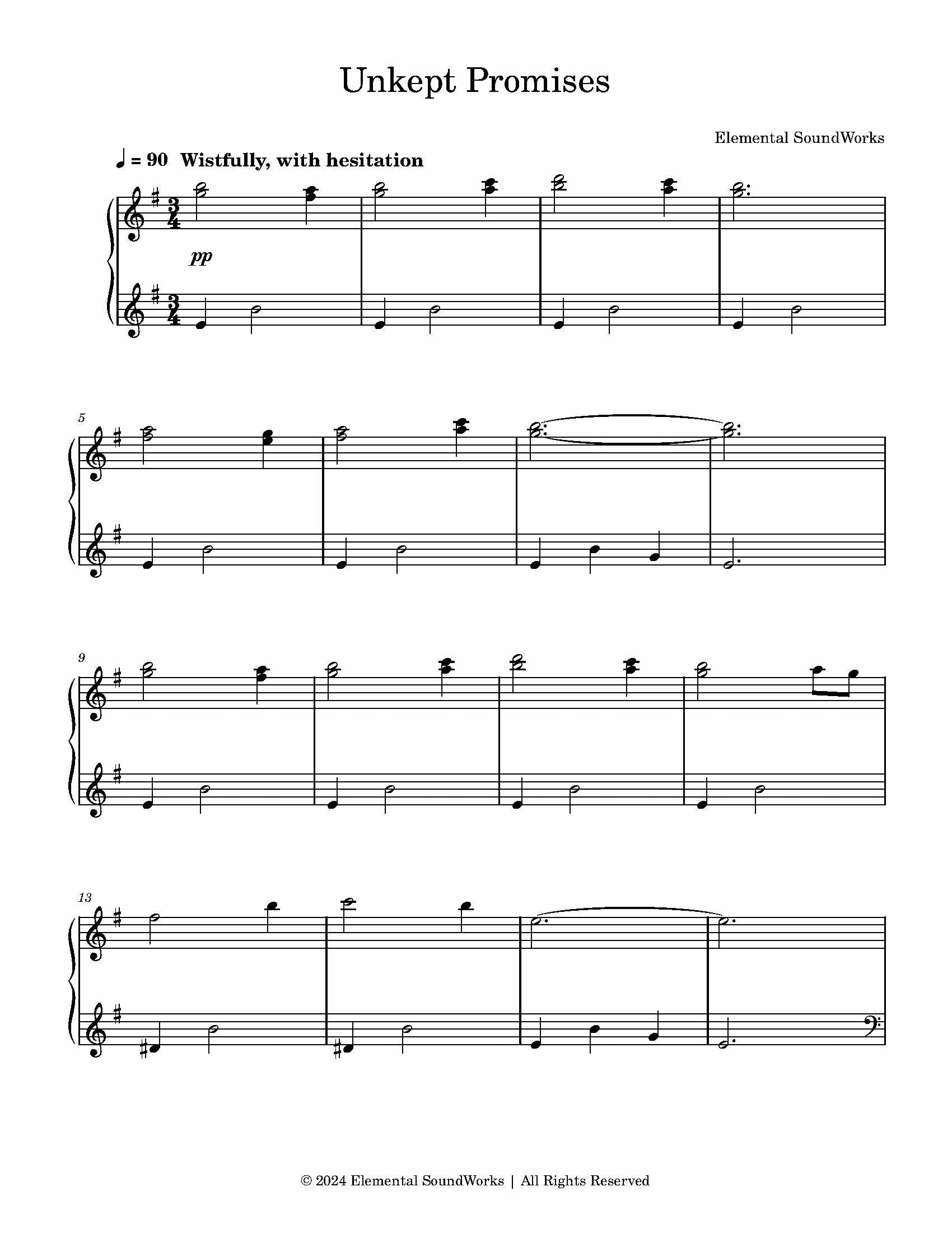 "Unkept Promises" Piano Sheet Music – Elemental SoundWorks