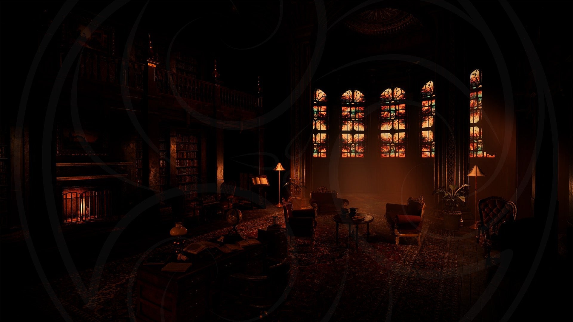 Dark Victorian Library Background – Elemental SoundWorks