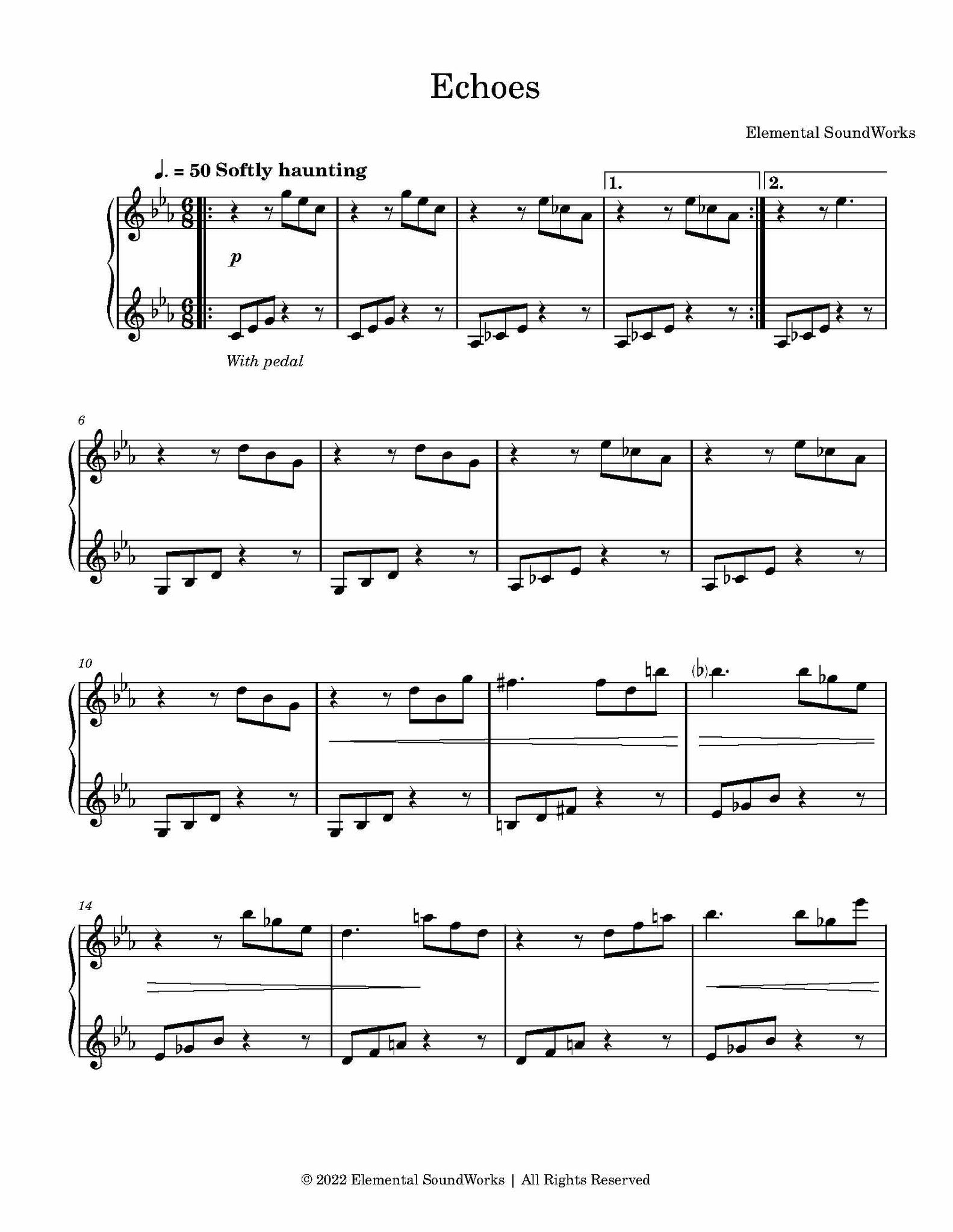 "Echoes" Piano Sheet Music – Elemental SoundWorks